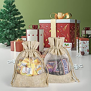 HRX Package Burlap Sheer Bags 5x7 inches, 12pcs Jute Fabric Drawstring Gift Bag Jewelry Pouches for Candy Wedding Party Favor Christmas