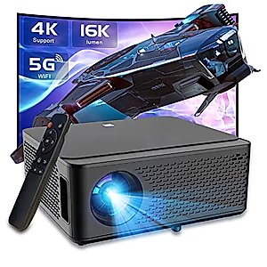 [2023 Updated] Projector with 5G WiFi and Bluetooth, GINCSRI 16000L Native 1080P Full HD Outdoor Portable Movie Projector 4k Support, 4D Keystone Infinite Zoom, Compatible with TV Stick/Phone/PC/PS5