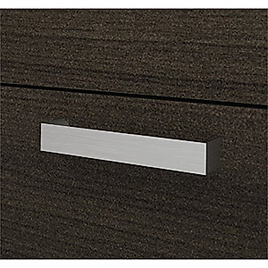 Bestar Ridgeley Executive Computer Desk with Hutch, a lateral File Cabinet, and a Bookcase, Dark Chocolate