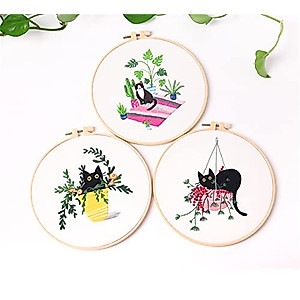 Yeerovan 3 Sets Embroidery Kit for Beginners with Stamped Pattern/Cross Stitch Kits for Craft Lover Hand Stitch,Needlepoint Kits for Adults, Color Threads