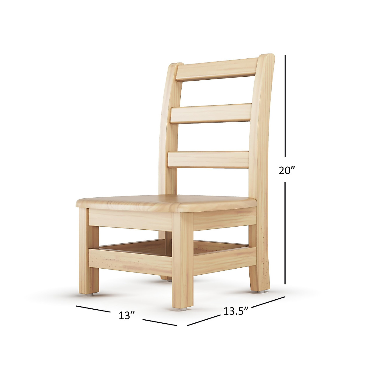 Foundations Little Innovators 8"; 2 Pack Kids Wooden Ladderback School Chairs - Durable Rubberwood Fully-Assembled - Kid Chairs for Daycare and Classrooms