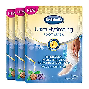 Dr. Scholl's Ultra Hydrating Foot Mask 3 Pack , Intensely Moisturizes Repairs and Softens Rough Dry Skin with Urea, 3 Count 1 Pair