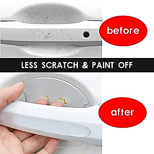 8Pcs 3D Transparent Car Door Bowl Scratch Protector, Car Door Handle Protector Accessories Clear Door Bowl Paint Protection Film Waterproof Anti-Scratch Stickers Covers for Most Models