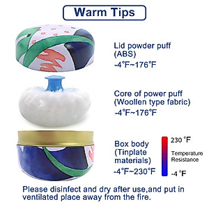 BBKON Large Powder Puff for Body Powder with Powder Container, Soft Powder Puff and Dusting Powder Travel Case (Romantic Cherry Blossoms)