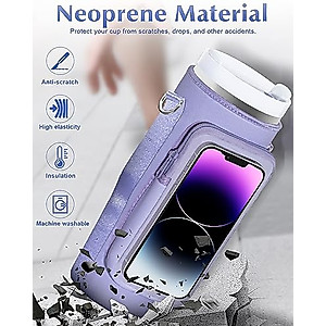 OriJoy Water Bottle Carrier Holder Pouch with Phone Pocket for Stanley Quencher H2.0 & Adventure 40 oz Tumbler, Protector Sleeve with Strap