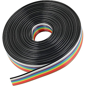 risingsaplings 10P 9.8FT 3 Meters 10 Wire Rainbow Ribbon Cable 1.27mm Pitch for 2.54mm Connectors 9.8 Feet IDC Flat Ribbon Cable Wire