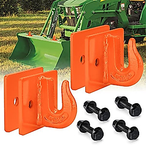 AUTOBOTS 3/8" Tractor Bucket Grab Hook (2 Pack), 15,000lbs Break Strength Grab Hooks with Grade 70 Forged Steel Bolt Compatible for John-Deere Truck UTV ATV Tractor Bucket(Orange)