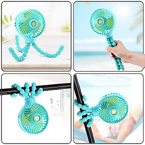 OPOLEMIN Fan for Stroller, Portable Car Fan Baby with Flexible Tripod, Baby Fan Car Seat, USB or Battery Powered Fan Carseat Baby, Portable Stroller Fan Clip On for Baby, Fan for Peloton Bike