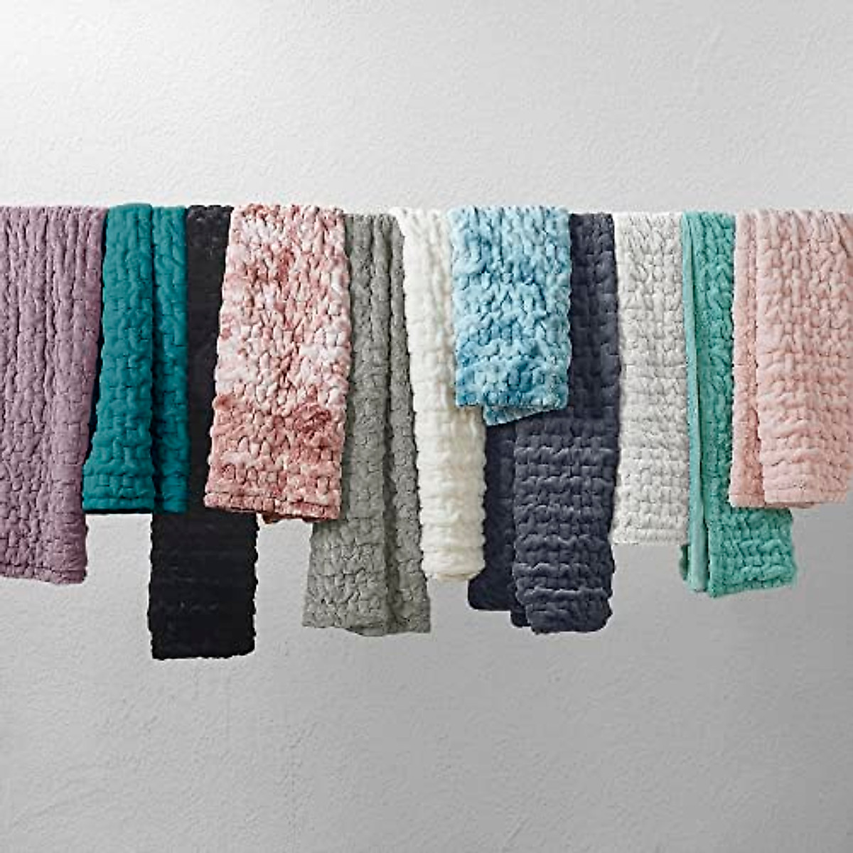 Madison Park Ruched Faux Fur Luxury Throw Teal 50*60 Premium Soft Cozy Brushed Long Faux Fur For Bed, Coach or Sofa