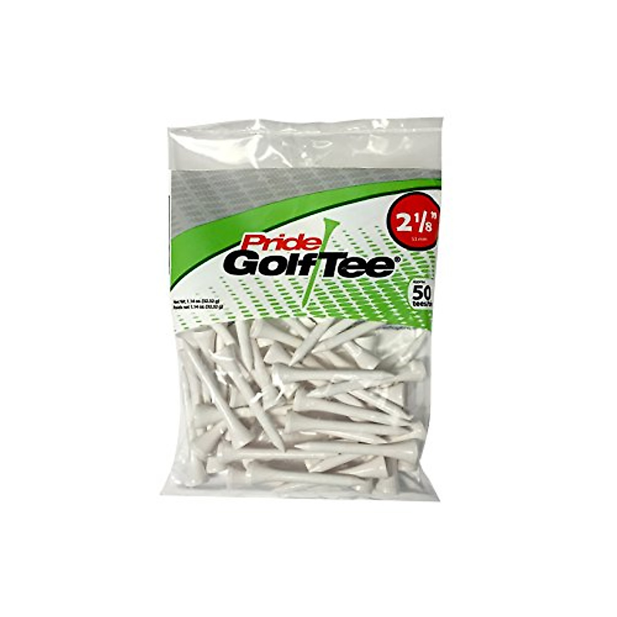 PRIDE GOLF TEE unisex adult 50 Count Bag Golf Tees, White, 2.125 US
