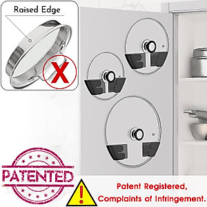 Niceyos Universal Adjustable Pot Lid Organizer for Cabinet - Upgraded Patented Set of 4 Pan Lids Organizers Inside Cabinet Door Wall Mount Pots Top Holder for Kitchen Cupboard, Fits 6" to 14" (Black)