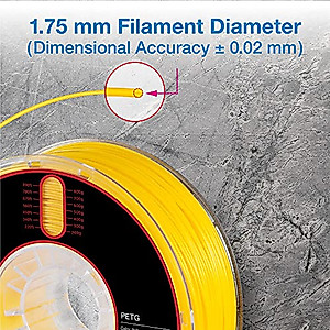 BUMAT PETG 3D Printer Filament, 1.75mm (Yellow), 1kg Spool (2.2lbs), Guaranteed Fresh, Dimensional Accuracy +/- 0.02mm, Tangle-Free, Fits Most FDM Printers [Risk-Free]