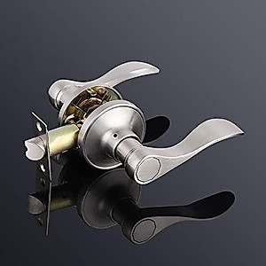 Gobrico 5 Pack Wave Style Euro Interior Door Levers Handles Passage Hall and Closet Leversets Locksets Left/Right Handed Satin Nickel Finish