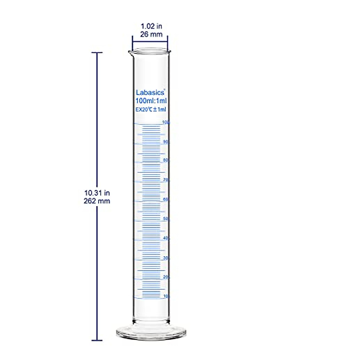 Labasics 3-Pack Borosilicate Glass 100 ml Heavy Wall Graduated Cylinder Measuring Cylinder