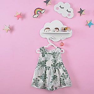Cloud Shelves Cloud Shape Wood Floating Shelf White Floating Shelves Wall Mount Display Board Coat Hanger Storage Rack Nursery Accessories.
