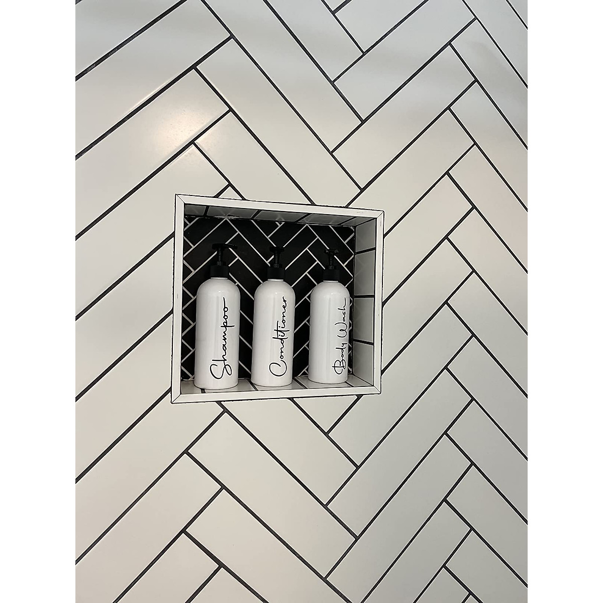 Alora 16oz Refillable Shampoo and Conditioner Dispenser Bottles - Set of 3 - Pump Bottle Dispenser for Shampoo, Conditioner, Body Wash - Empty Plastic Refillable Containers for Shower, Matte White