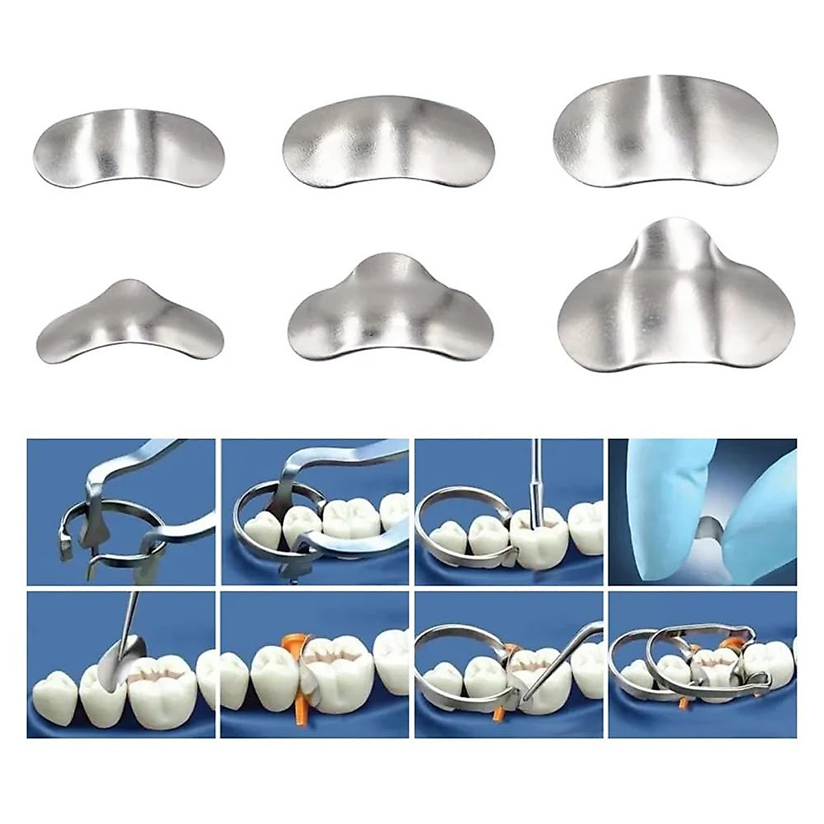 50Pcs Dental 50μm Sectional Contoured Metal Matrices Matrix Refill (Large with Ledge)