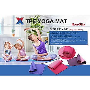 Attraction Design Yoga Mat Non Slip Exercise Mat Extra Thick Workout Mat for Yoga, Eco Friendly Exercise Yoga Mat High Density Fitness Pilates Mat with Carrying Strap, 72x 24x 6mm (Black)