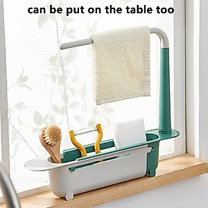 MOKILY Kitchen Sponge Brush Holder Towel Rack with Water Leaking,Kitchen Sink Caddy Organizer for Sponge Brush Dishcloth Rack-Kitchen Sink Accssories-Scrub Daddy Holder