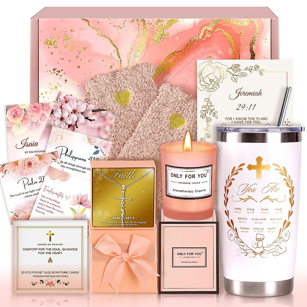 Christian Faith Gifts Set & Religious Inspirational Gifts For Women & Read Me When Bible Verses Jar – Perfect for Encouragement, Prayers, and Inspirational Gifts