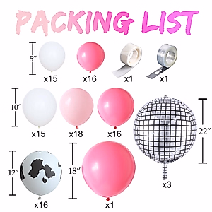 Disco Cowgirl Party Decoration, 102Pcs Rose Pink Cow Print Balloon Arch Kit with Disco Foil Balloons, First Rodeo Western Cow Girl Theme Birthday Bachelor Party Balloons Garland Farm Party Supplies