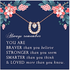 LQRI Horseshoe Necklace Gifts Rose Gold Lucky Horseshoe with Love Heart Pendant Necklace Horse Jewelry Horseshoe Gifts for Women Horse Lovers (rose gold)