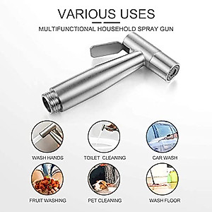Guamar Bidet Sprayer for Toilet, Handheld Toilet Bidet Sprayer Kit with Premium Stainless Steel Hose and T-Valve, Muslim Shower Jet Spray Cloth Diaper Sprayer Set for Personal Hygiene,Easy Install
