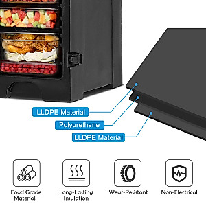 ARLIME 2PCS Insulated Food Pan Carrier, End-Loading Insulated for 5 Full-Size Pans, Food-Grade LLDPE Material, 81 Quart Portable Food Warmer, Ideal for Canteen and Restaurant Use, Black