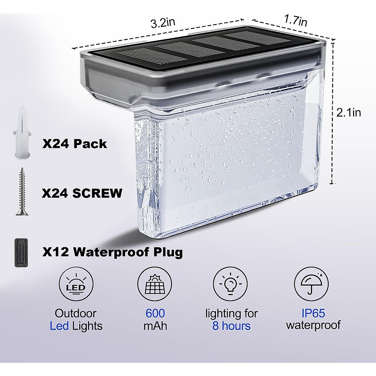 TIJNN Solar Deck Lights， Outdoor Lighting Backyard Decoration Outdoor Deck Light, Garden Post Fence Step Light- 12 Pack