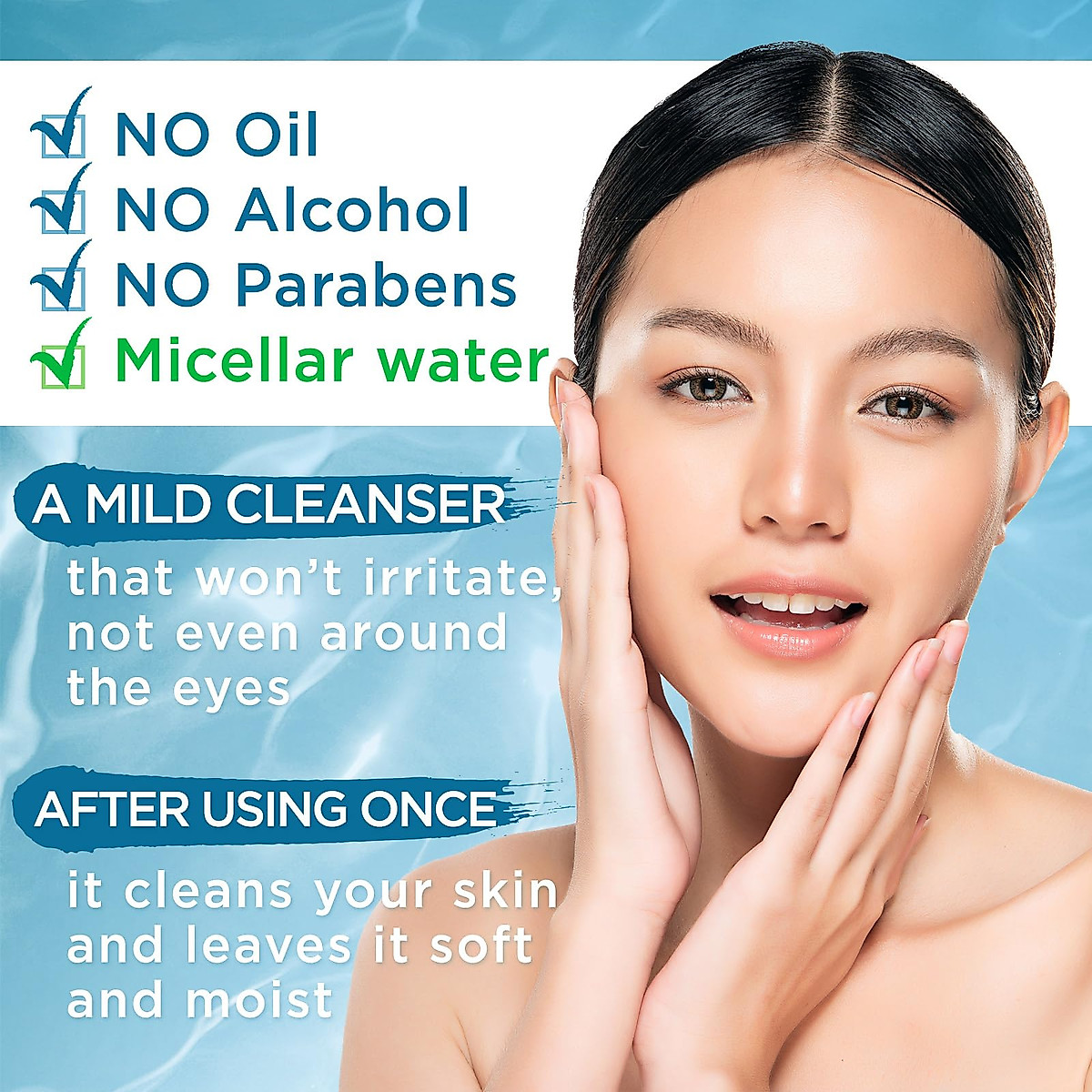 Micellar Water makeup remover wipes - 50 micellar water wipes - Lint Free - Korean Make up Wipes Travel size - Face Cleansing Wipes - Makeup Remover Wipes for Sensitive Skin