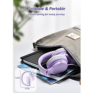 DyBaxa Kids Headphones Wired, Foldable On Ear Headset, Volume Limiter 94dB, Over-Ear Headphones for Kids School Online Classes Travel Children, 3.5mm Jack Compatible Smartphones Tablet, Purple