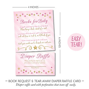 Your Main Event Prints Pink Twinkle Twinkle Little Star Baby Shower Diaper Raffle Card Ticket, Twinkle Little Star Book Request Card, Gold, 50 Count