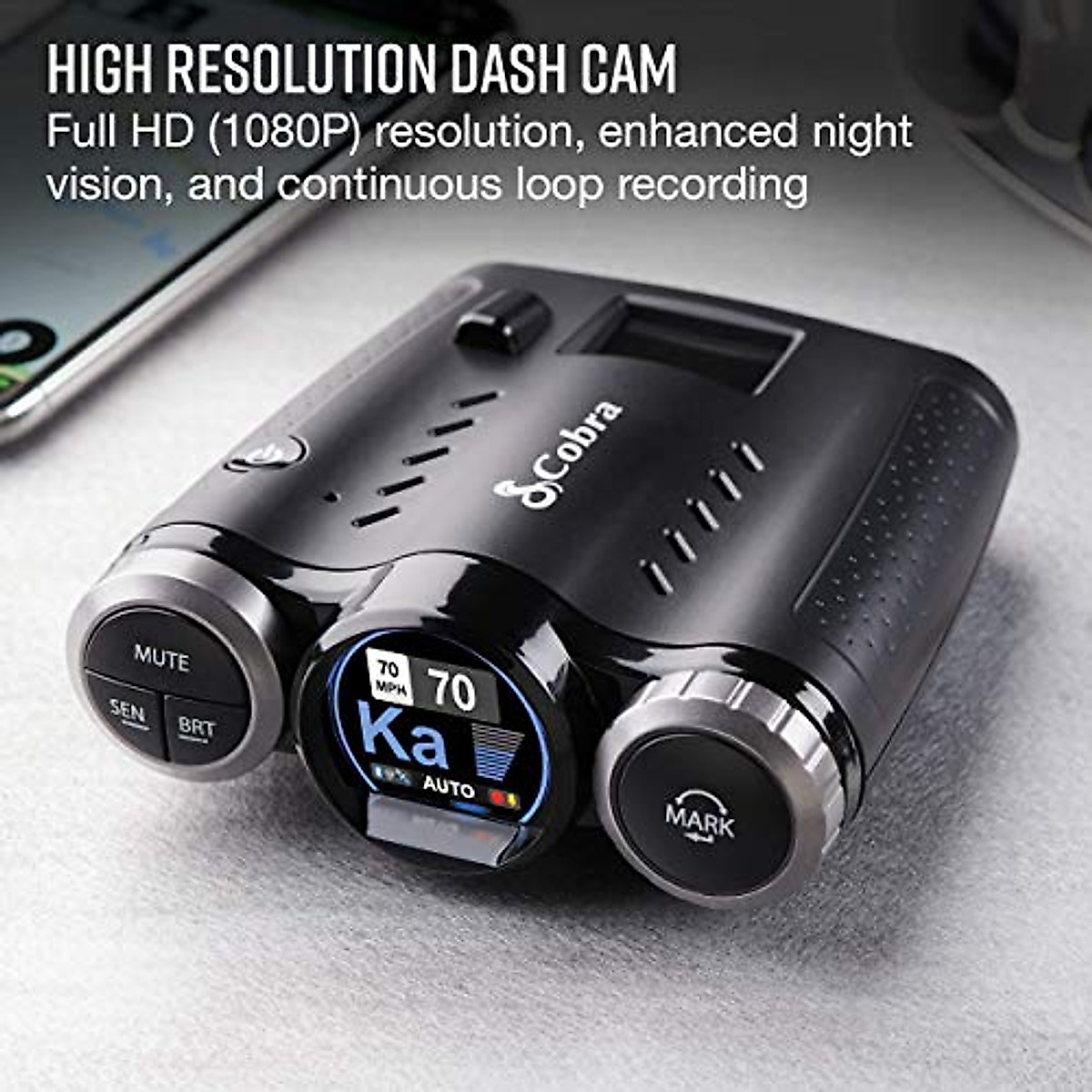 Cobra Road Scout Dash Cam and Radar Detector, WiFi, Bluetooth, iRadar Compatible, HD 1080P Dash Camera for Cars, Heavy Duty EZ Mag Mount, Connects with iRadar App