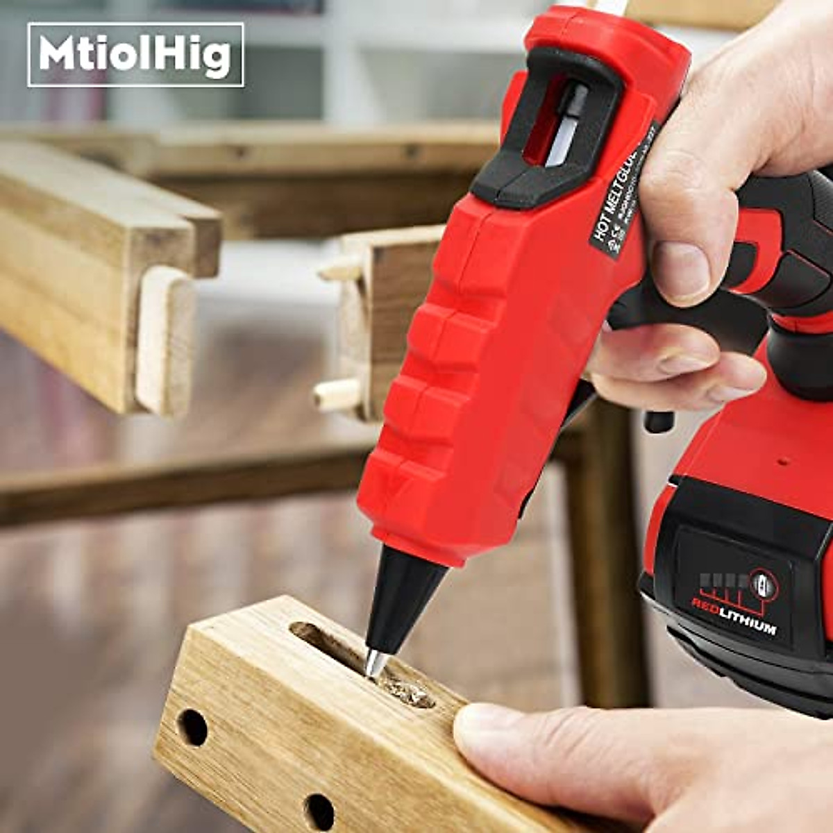 Mtiolhig Cordless Hot Glue Gun for Milwaukee m18 Battery, Handheld Electric Power Battery Operated WirelessHot Glue Gun Cordless Kit with 30pcs 0.27'' Mini Glue Sticks for Crafts (Battery NOT Include)
