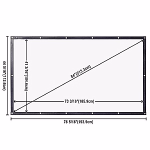 Instahibit 84" 16:9 Foldable Projector Screen Portable Outdoor Backyard Movie Screen Front Projection Screen PVC 3D 4K HD Indoor Home Theater Camping with Carry Bag