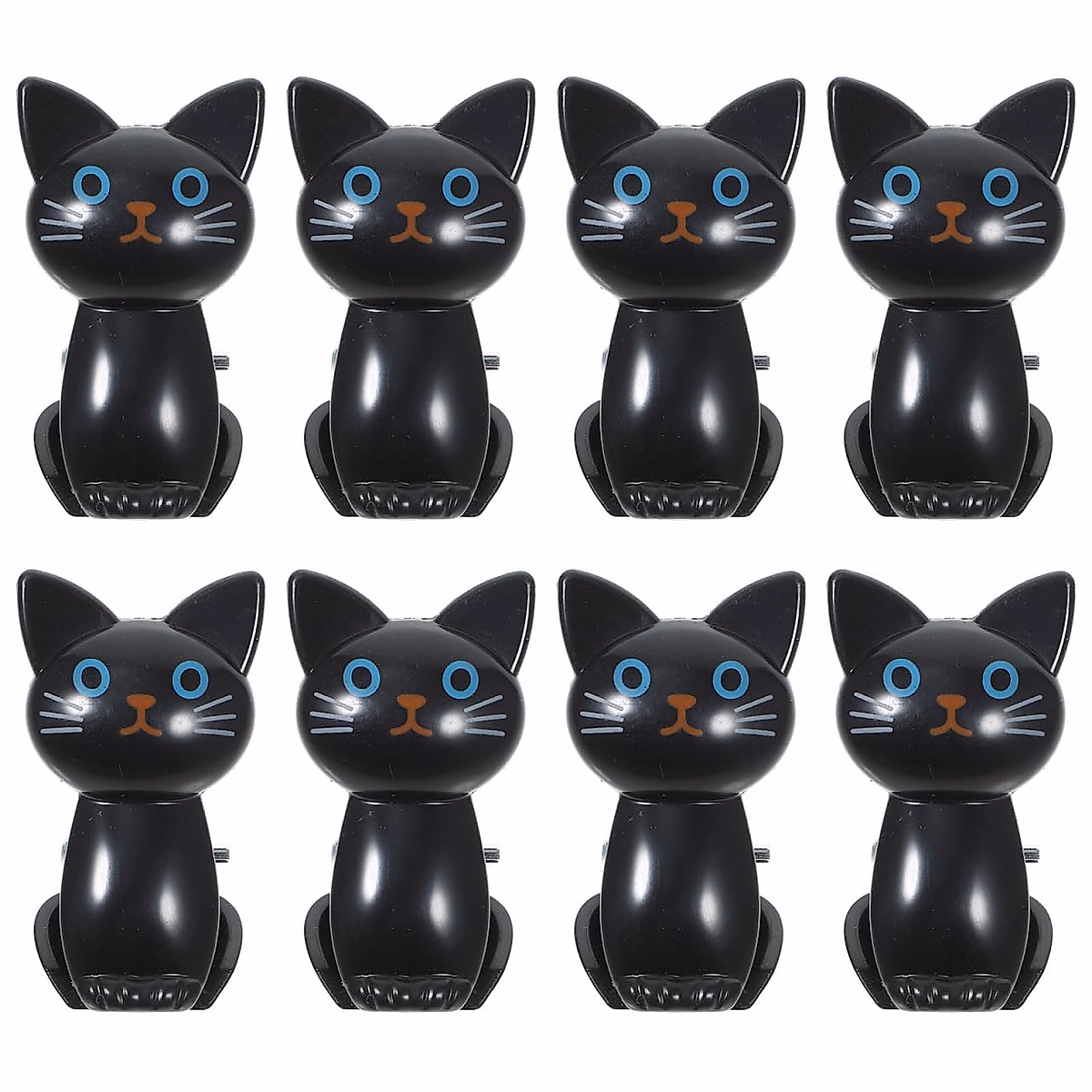 BESTonZON Potato Chip Bag Clips, 8PCS Cat-Shaped Bag Clips, Kitchen Food Bag Clips for Airtight Seal Multipurpose Clips, Paper Clips Cute Cat Clips for Kitchen Organization and Home Use (Black)
