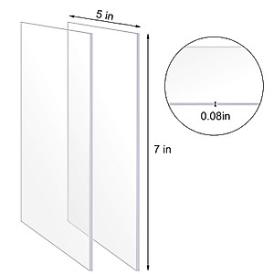 Transparent Acrylic Sheets Glass for Painting 5 x 7 Inch Acrylic Panel for Picture Frame Glass Replacement Table Signs Calligraphy and Painting, 0.08 Inch Thick