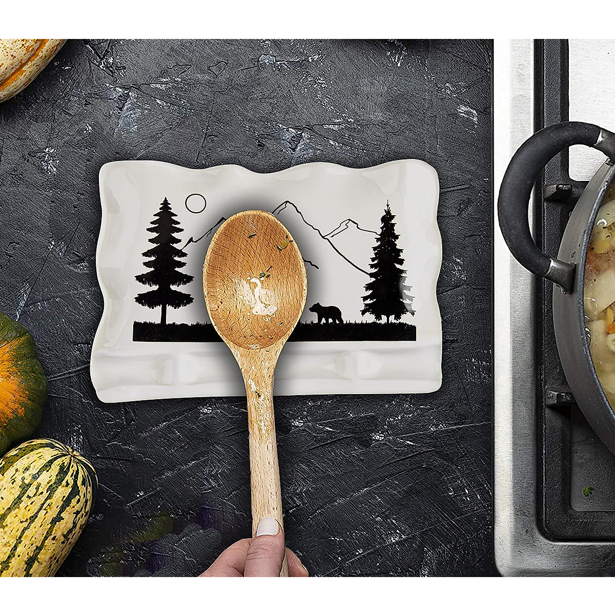 Spoon Rest Spoon Holder for Stove Top Spoon Rest for Kitchen Counter Spoon Rest for Stove Top Ceramic Spoon Rest Hold 3 Spoon bear-picture