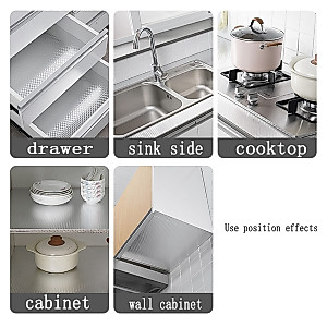 1 Roll Kitchen Sticker Wallpaper, Kitchen Sticker Self Adhesive Kitchen Foil Sticker Oil and Waterproof Cooktop Sticker Suitable for Cabinet countertops and Drawer Liner Shelves. 15.7x118in