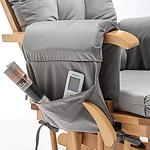 Paddie Glider Rocker Replacement Cushions with Storage Velvet Washable Non Slip for Glider Rocking Chair, 5PCS, Light Grey