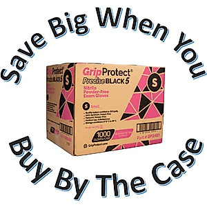 GripProtect Precise Black 5 Nitrile Exam Gloves | 5 Mil Thickness | Chemo-Rated | Medical, Law Enforcement, Tattoo, Dental, Janitorial, Food & Agriculture