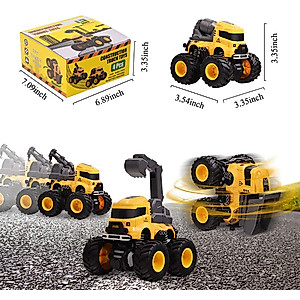 LONANDY Construction Truck Toy Push and Go Car Toys for Boys and Girls, Friction Powered Toy Car Set Include Crane Mixer Excavator Dump Truck, Party Supplies for Toddlers Kids Ages 3+
