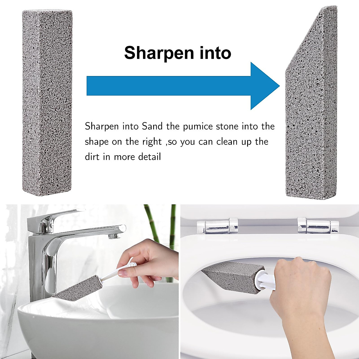 HongWay Pumice Stone for Toilet Cleaning, 18 Pack, Delicate and Strong, with High Density, Toilet Bowl Clean Brush with Handle for Cleaning Toilet, Bathtubs, Kitchen Sink, Grill, Household