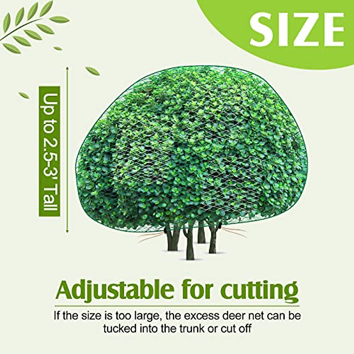 6 Pcs Deer Netting up to 2.5-3' Tall, Bird Netting for Garden Protect Plants Fruit Trees, Reusable Plastic Trellis Netting Fencing with 10 Cord Locks 2 Ropes to Repel Deer Poultry from Tree Shrub