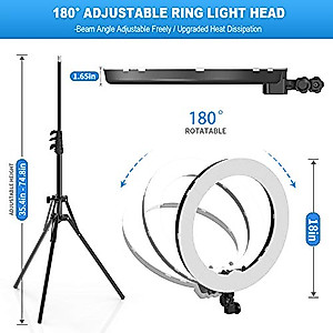 Ring Light with Stand and Phone Holder, IVISII 18 inch Ring Light，55W 5500K LED Ring Light for Live Stream/Makeup/YouTube Video, Dimmable LED Beauty Selfie Ring Light for TikTok Photography