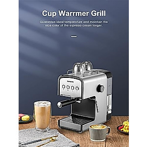 Ihomekee Espresso Machine 15 Bar, Coffee Maker for Cappuccino and Latte Maker with Milk Frother Steam Wand, Fast Heating Coffee Machine for Home, Office - CM6822, Silver