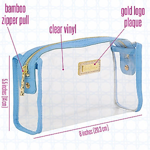 Lilly Pulitzer Clear Zipper Pouch, Cute Pencil Case for Adults, Travel Toiletry Bag, Small Pouch Bag for Supplies, Makeup or Toiletries (Frenchie Blue)