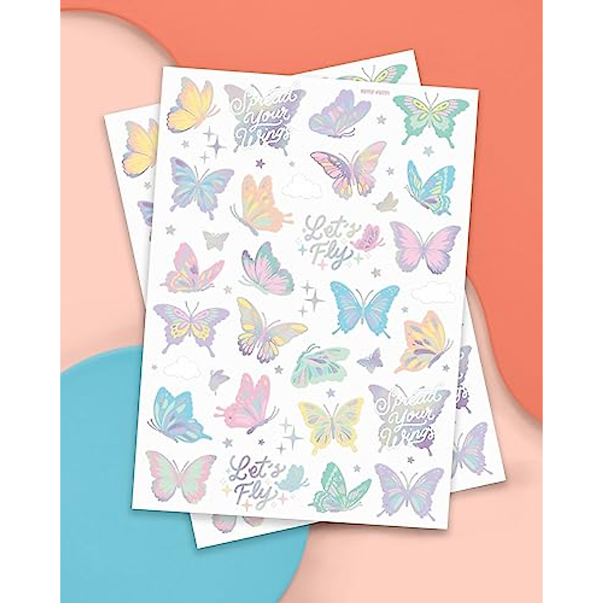 xo, Fetti Pastel Butterfly Temporary Tattoos - 70 Foil Styles | Rainbow Fairy Birthday Party Decorations, Monarchs, Heart Favors, Flowers, Garden Arts and Crafts, Baby Shower Decor