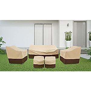 Lafaso Patio Furniture Cover Waterproof, Heavy Duty Outdoor couch Cover, 600 D Oxford cloth Sofa Cover With Vents and Handles（Beige/Brown 1 Pack, Small）