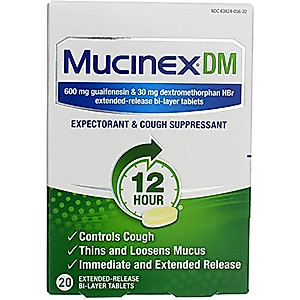 Mucinex DM 12-Hour Expectorant and Cough Suppressant Tablets, 20 Count